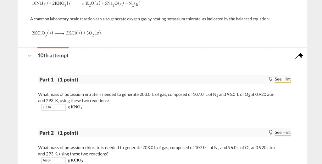 Solved 10Na(s)+2KNO3(s) K2O(s)+5Na2O(s)+N2(g) A common | Chegg.com