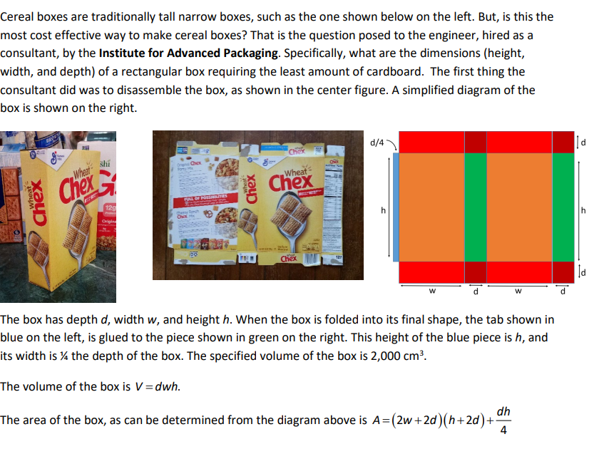 Solved Cereal boxes are traditionally tall narrow boxes, | Chegg.com