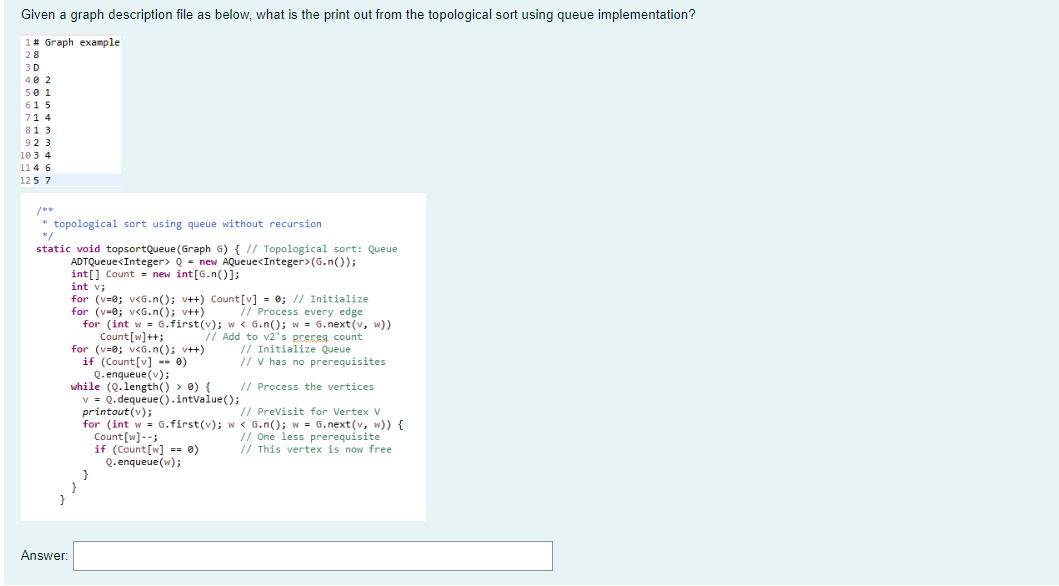Solved Given a graph description file as below, what is the | Chegg.com