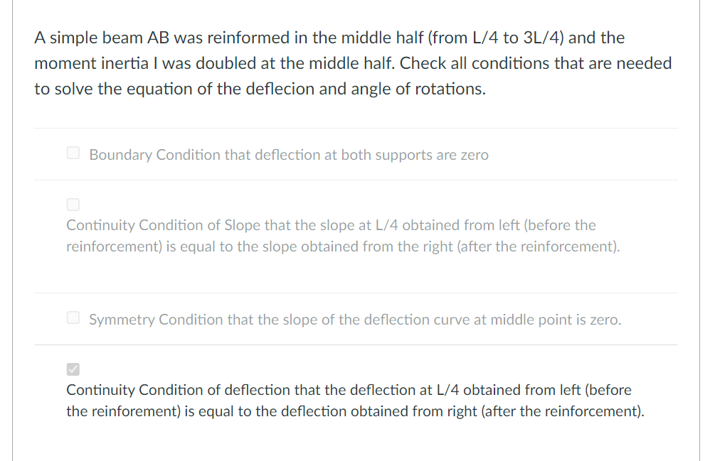 Solved A simple beam AB was reinformed in the middle half | Chegg.com