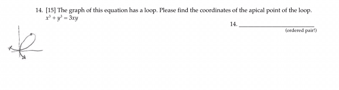 Solved 14. [15] The graph of this equation has a loop. | Chegg.com