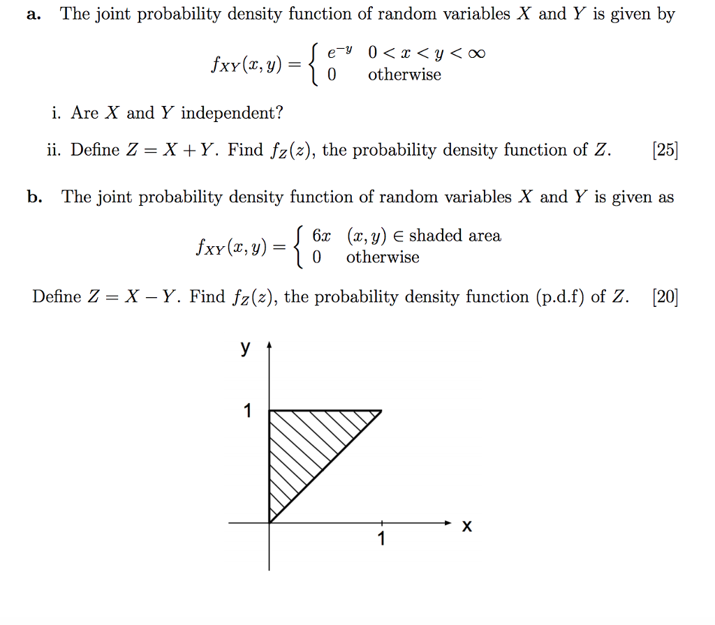 Solved a. The joint probability density function of random | Chegg.com
