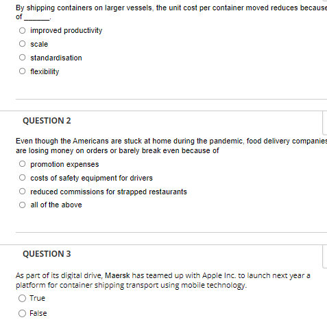 Solved By shipping containers on larger vessels, the unit | Chegg.com