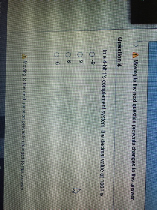 Solved In a 4-bit 1's complement system, the decimal value | Chegg.com