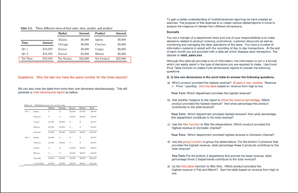 Lab 3 In-class Exercise: Excel Pivot Table Excel is a | Chegg.com