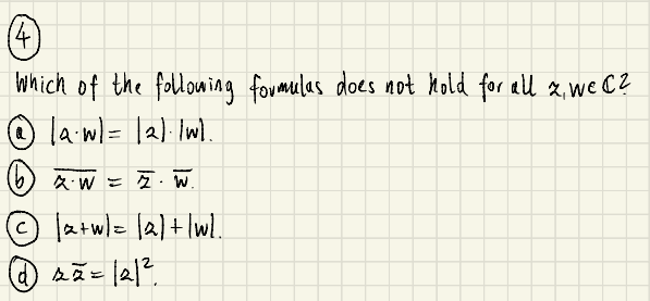 Solved 4 Which of the following formulas does not hold for | Chegg.com