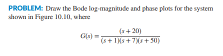 Solved PROBLEM: Draw the Bode log-magnitude and phase plots | Chegg.com
