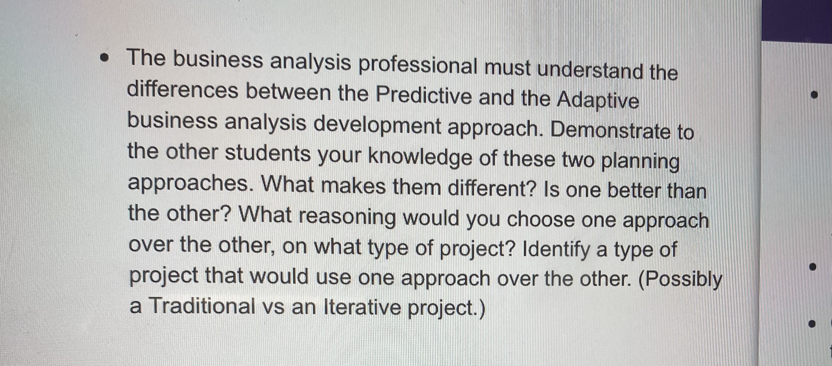Solved - The business analysis professional must understand | Chegg.com