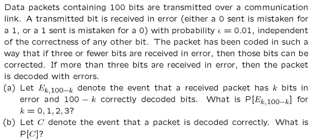 Solved Data packets containing 100 bits are transmitted over | Chegg.com