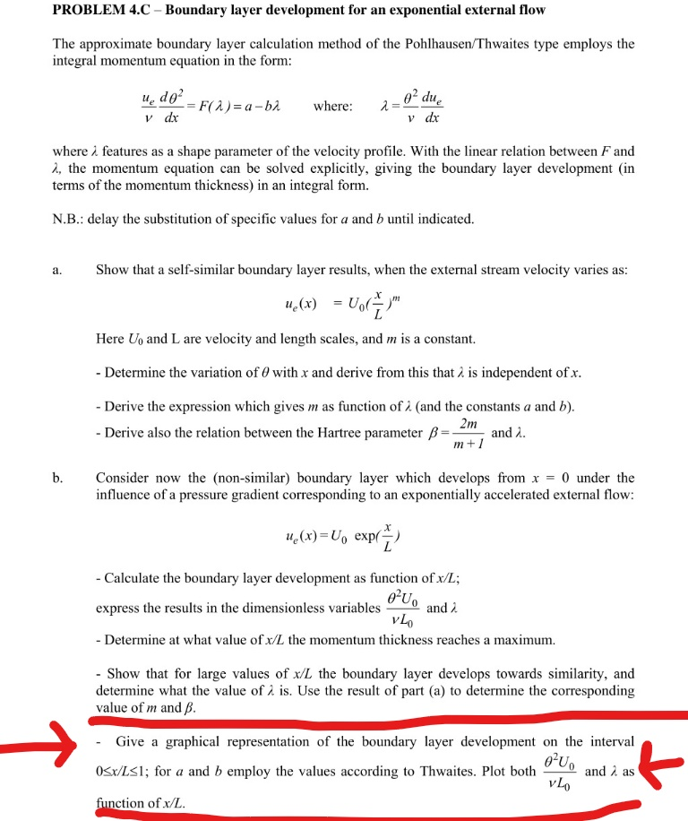 PROBLEM 4.C - Boundary layer development for an | Chegg.com