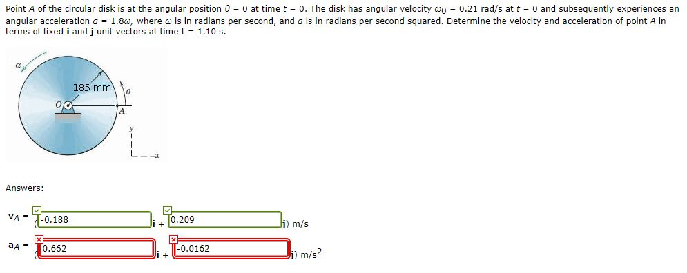 Solved Point A of the circular disk is at the angular | Chegg.com