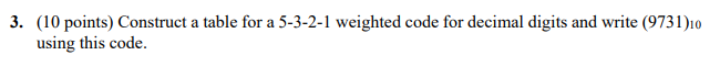 Solved (10 points) Construct a table for a 5-3-2-1 weighted | Chegg.com