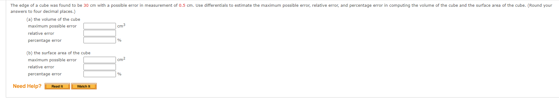 Solved Answers To Four Decimal Places A The Volume Of 