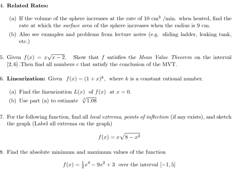 Solved 4. Related Rates: (a) If the volume of the sphere | Chegg.com