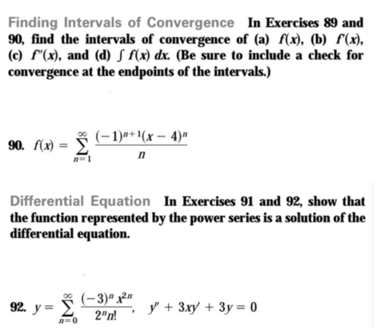 Solved Finding Intervals of Convergence In Exercises 89 and | Chegg.com