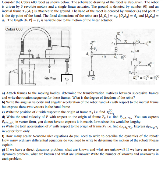 Consider the Cobra 600 robot as shown below. The | Chegg.com