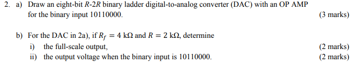 Solved 2. a) Draw an eight-bit R-2R binary ladder | Chegg.com