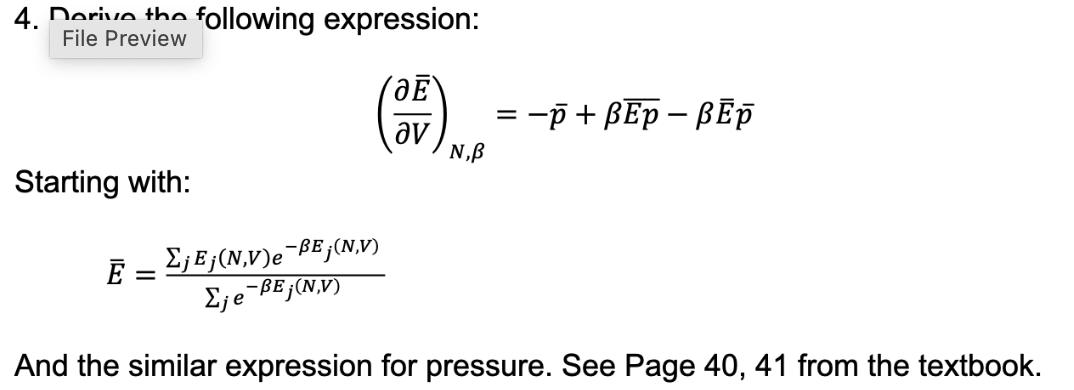 Solved Derive the following expression (starting with the | Chegg.com