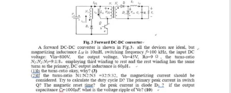 1xx X2 . Fig. 3 Forward DC DC converter A forward | Chegg.com