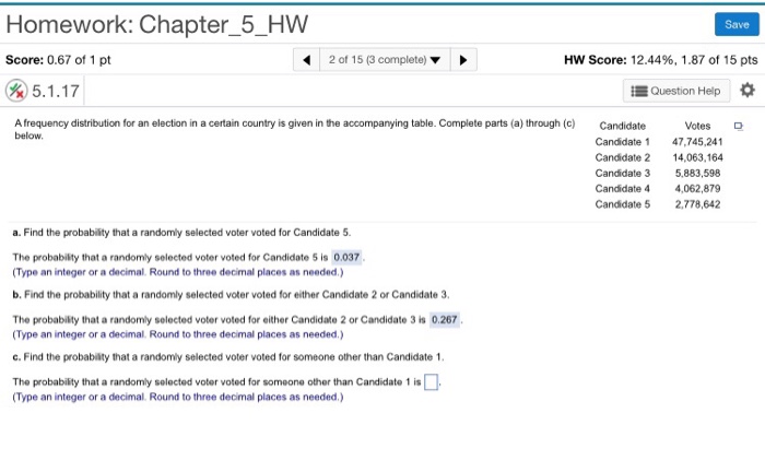 Solved Homework Chapter 5 Hw Save Score 0 67 Of 1 Pt 2 Of