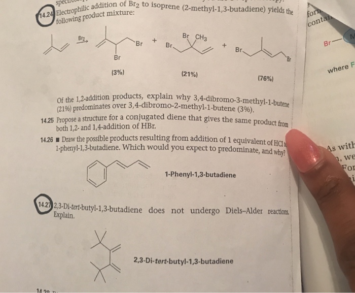 Solved speclidhic addition of Br2 to isoprene | Chegg.com