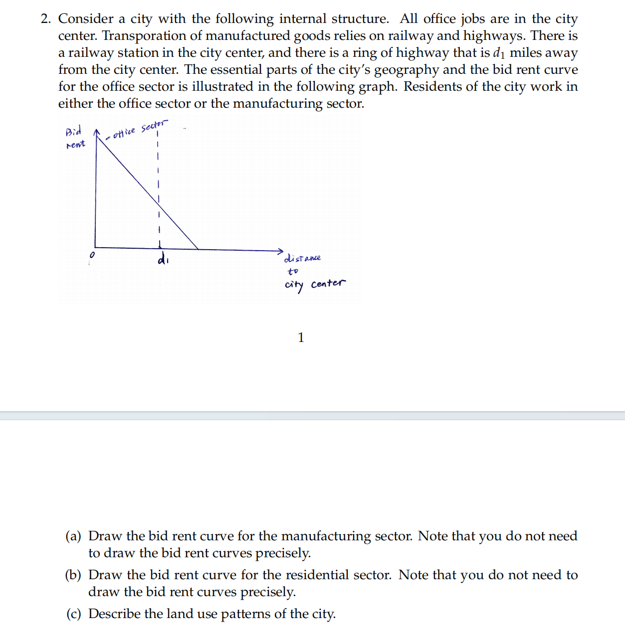 Solved 2. Consider a city with the following internal | Chegg.com