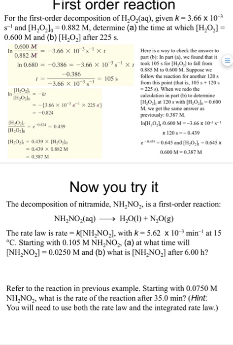 Solved First order reaction For the first-order | Chegg.com