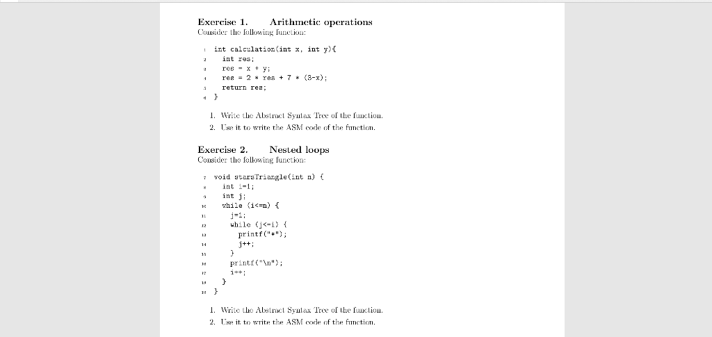Exercise 1 Arithmetic operations Consider the | Chegg.com