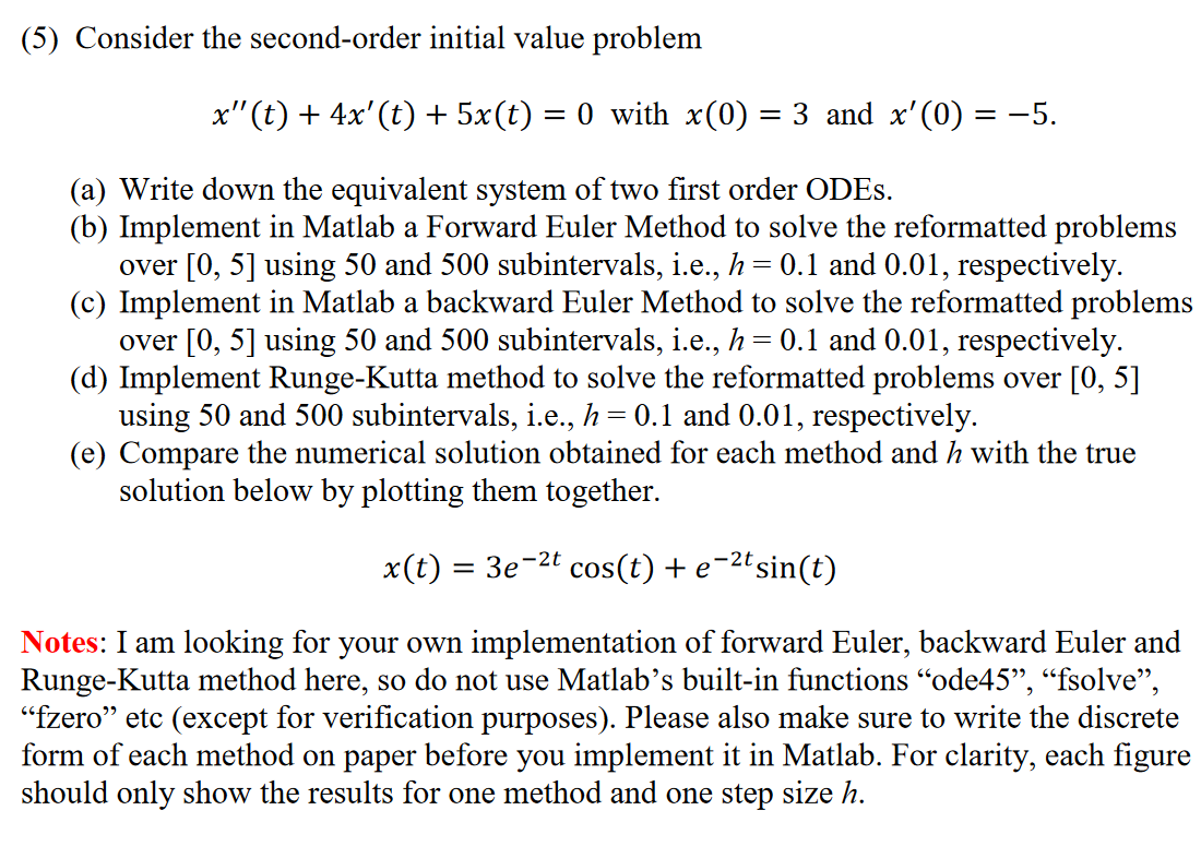 Solved (5) Consider the second-order initial value problem | Chegg.com