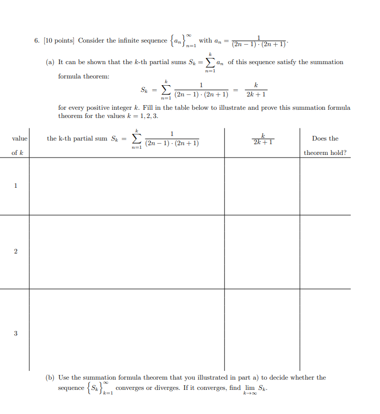 Solved 6. [10 points] Consider the infinite sequence {a} | Chegg.com