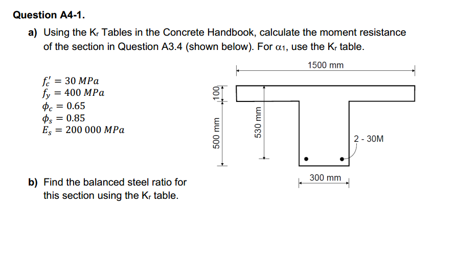 Solved Question A4-1. a) Using the K, Tables in the Concrete | Chegg.com