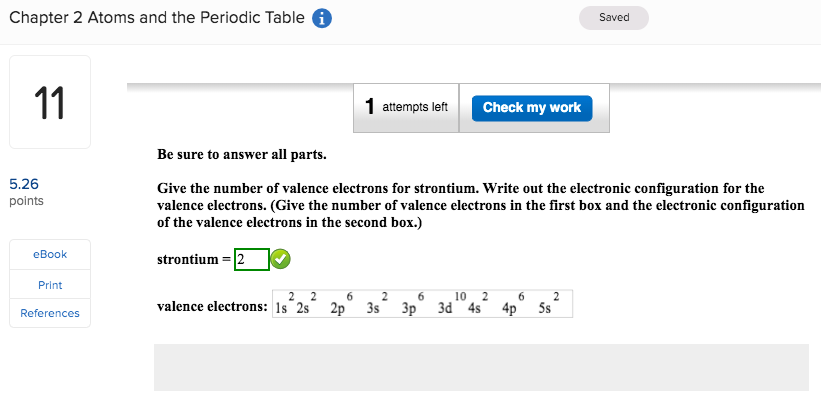 Solved Chapter 2 Atoms and the Periodic Table Saved 11 1 | Chegg.com
