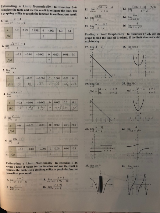 Solved Estimating a Limit Numerically In Exereises 1-6, | Chegg.com