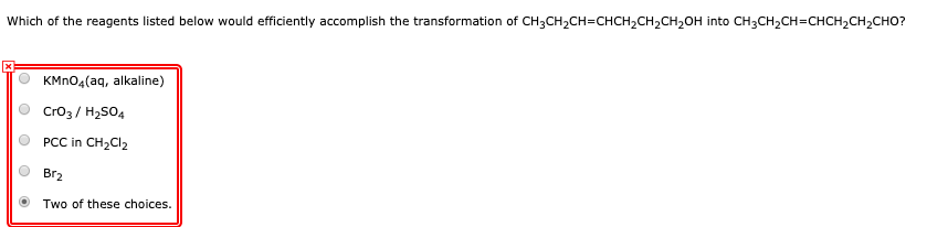 Solved Which of the reagents listed below would efficiently | Chegg.com