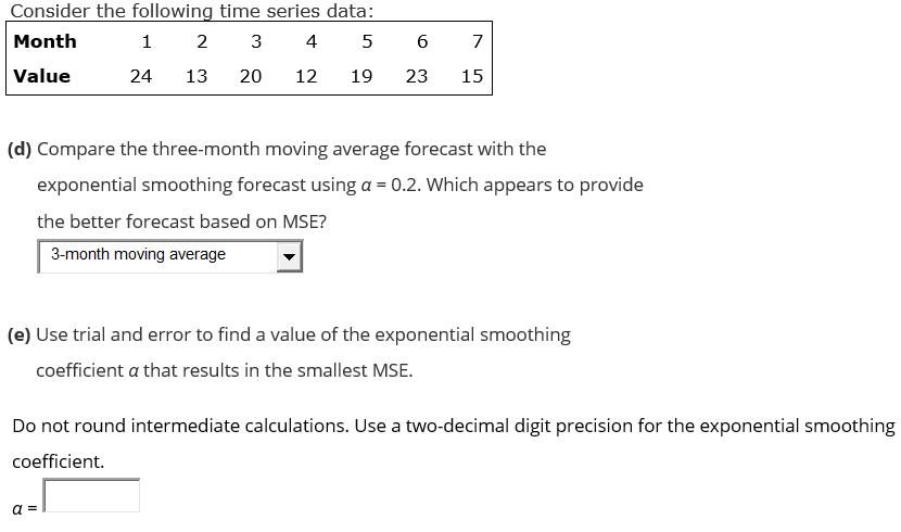 Solved (d) Compare the three-month moving average forecast | Chegg.com