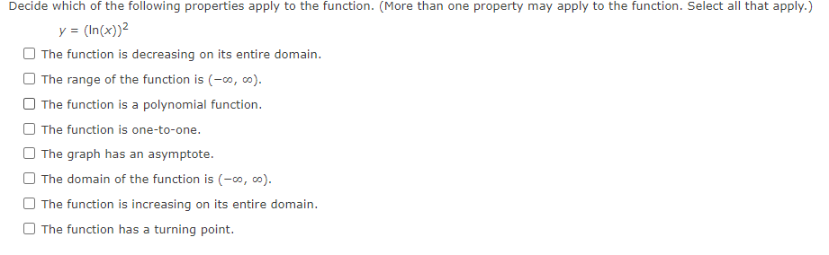 Solved Decide which of the following properties apply to the | Chegg.com