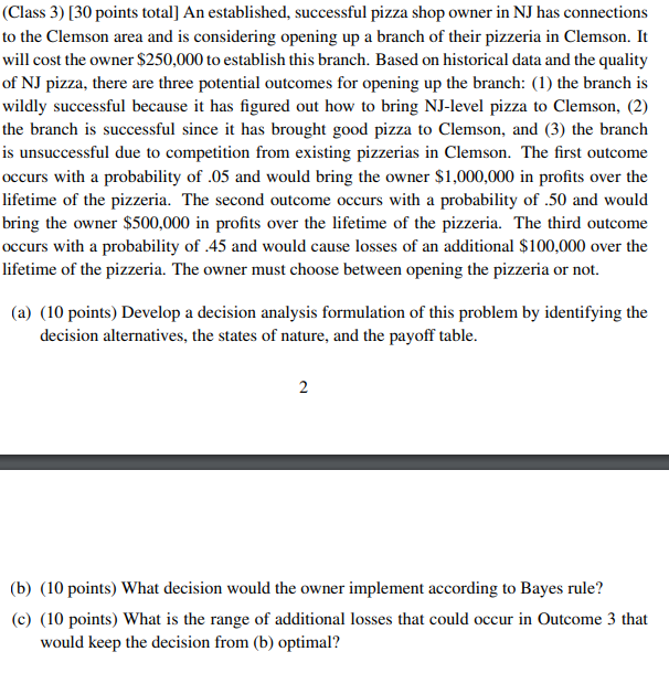 Solved (Class 3) [30 points total] An established, | Chegg.com