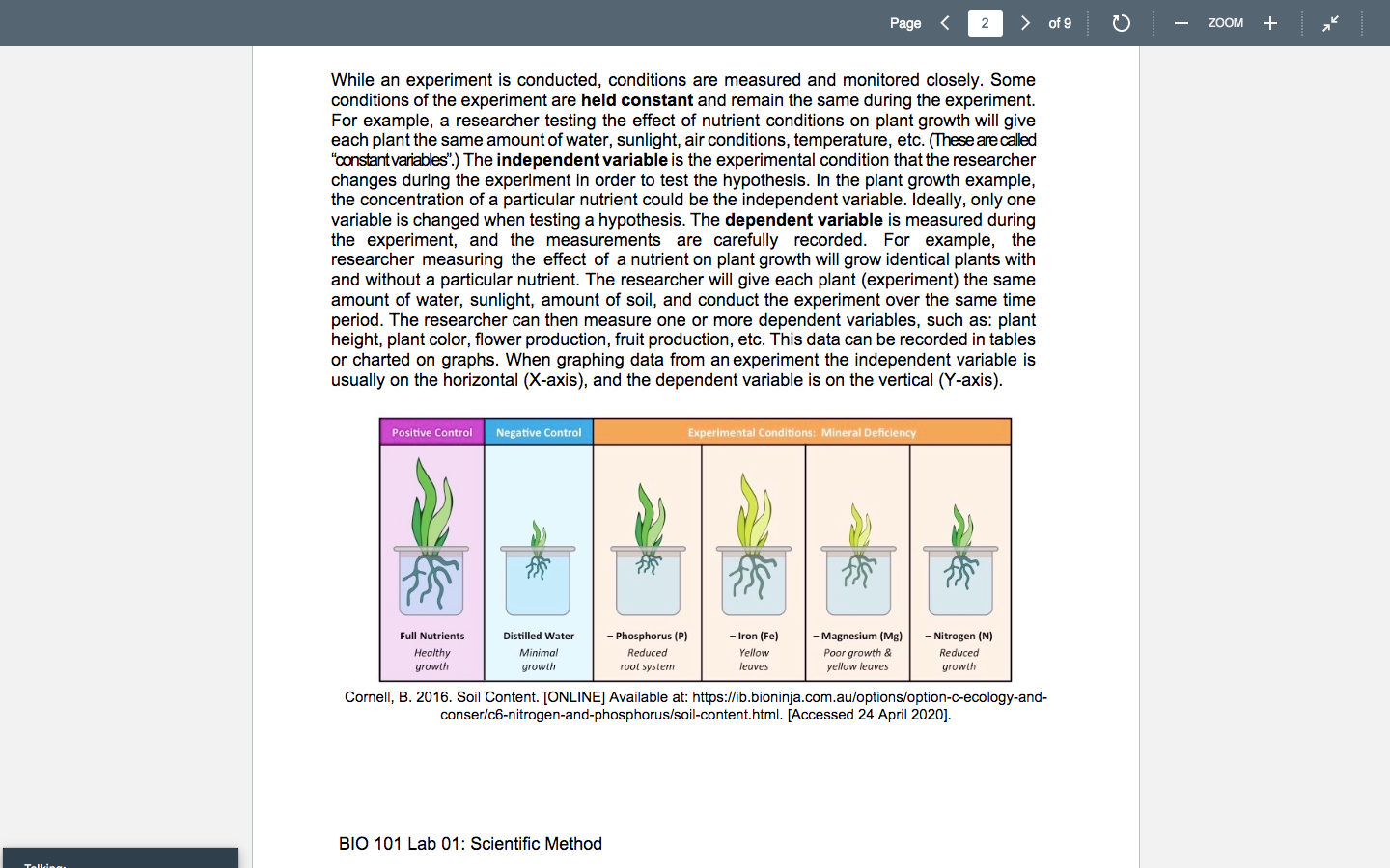 Solved Page 1 > of 9 ZOOM + BIO 101 Lab 01: Scientific | Chegg.com