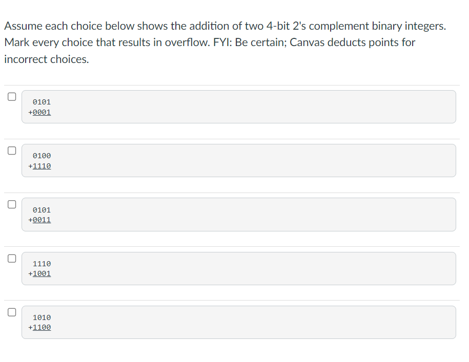 Solved Assume each choice below shows the addition of two | Chegg.com