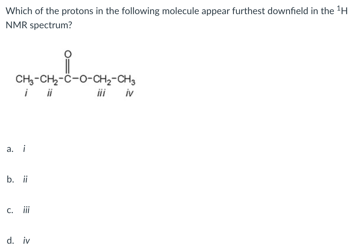 Solved Which of the protons in the following molecule appear | Chegg.com