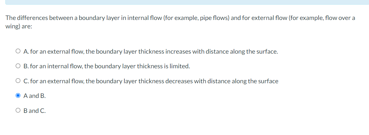 Solved The differences between a boundary layer in internal | Chegg.com