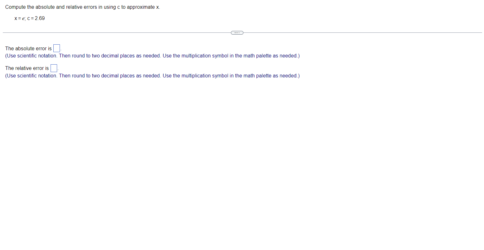Solved Compute the absolute and relative errors in using c | Chegg.com