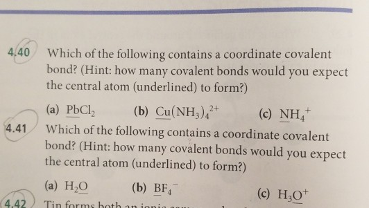 Solved Which of the following contains a coordinate covalent | Chegg.com