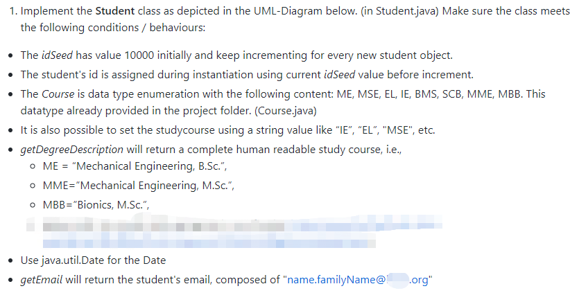 Solved 1. Implement the Student class as depicted in the | Chegg.com