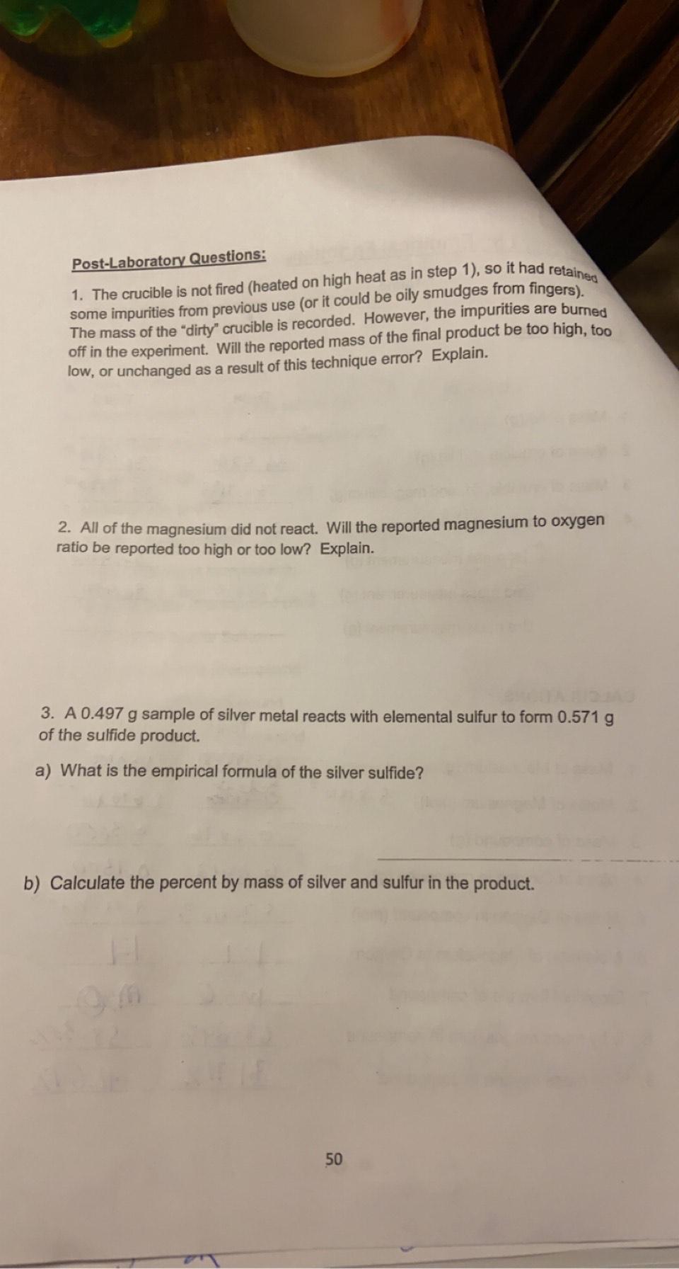 Solved Experiment 5: Empirical Formulas Objectives: To | Chegg.com