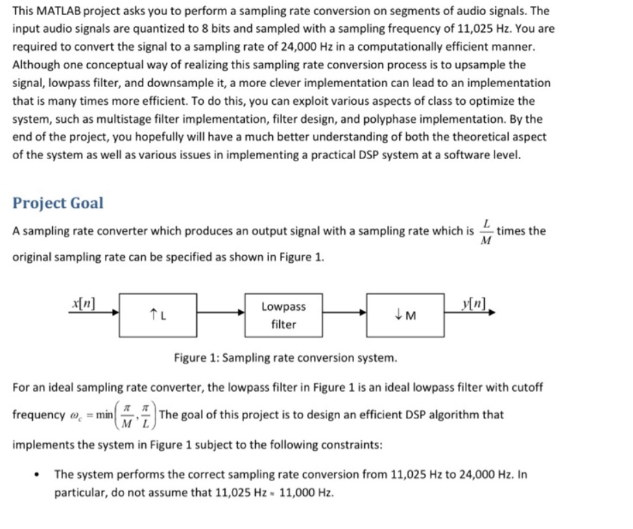 This MATLAB project asks you to perform a sampling | Chegg.com