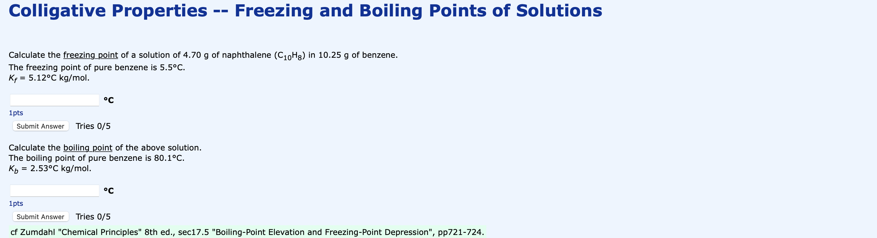 Solved Colligative Properties -- Freezing and Boiling Points | Chegg.com