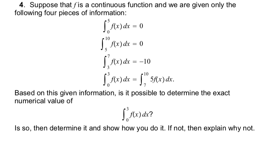 Solved 4. Suppose that fis a continuous function and we are | Chegg.com