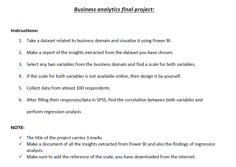 Business analytics final project: Instructions: 1. | Chegg.com