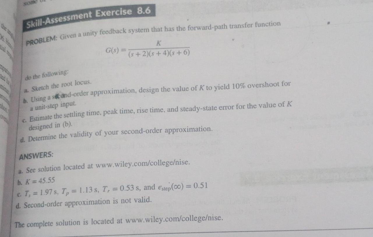 Solved som Skill-Assessment Exercise 8.6 PROBLEM: Given a | Chegg.com